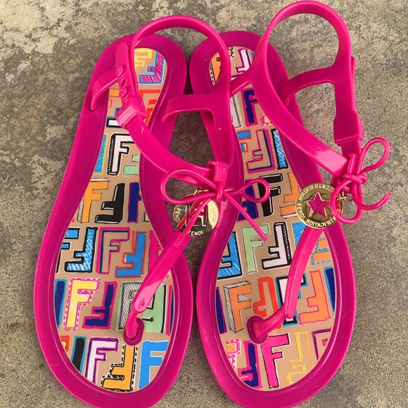 Fendi | Shoes | Fendi Hot Pink Jelly Sandal Sz 38 | Poshmark